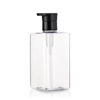 China Square Clear Plastic Shampoo Bottles With Pump Personal Care Packaging 500ml for sale