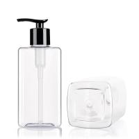 China Square Clear Plastic Shampoo Bottles With Pump Personal Care Packaging 500ml for sale