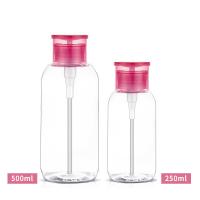 China Round Shoulder Clear Plastic Cosmetic Bottles 250ML 500ML For Cleansing Water for sale