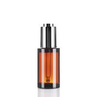 China 30ml Cosmetic Bottles Thick Wall Pet Amber Plastic Bottles With Dropper for sale