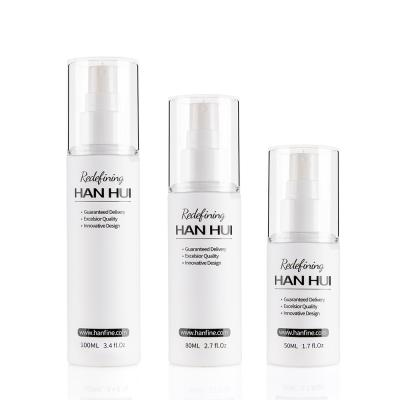 China Round Cosmetic Bottles 50ML 80ML100ml PET Bottle With Over Cap for sale