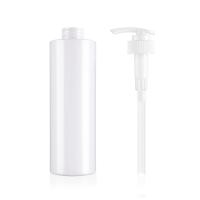 China 500ml PET Plastic Shampoo Bottle with Pump White Flat Shoulder 32/410 Neck for sale