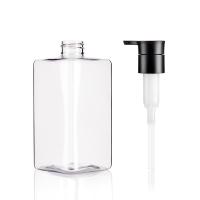 China Square Clear Plastic Shampoo Bottles With Pump Personal Care Packaging 500ml for sale