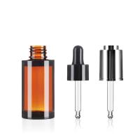 China 30ml Cosmetic Bottles Thick Wall Pet Amber Plastic Bottles With Dropper for sale