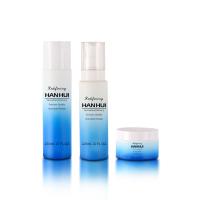 China PET PCR Plastic Cosmetic Bottles And Jar Set Round Shape Gradient Matte OEM for sale