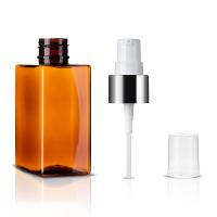 China Amber Square Small 60ml PCR PET Plastic Lotion Bottle Cosmetic Containers for sale