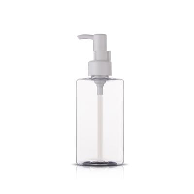 China 200ml Square PET Cosmetic Bottles 24/410 Neck for Body Oil Clear Empty for sale