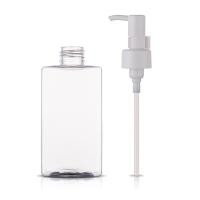 China 200ml Square PET Cosmetic Bottles 24/410 Neck for Body Oil Clear Empty for sale