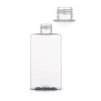China 200ml Square PET Cosmetic Bottles 24/410 Neck for Body Oil Clear Empty for sale