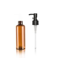 China 150ml Amber PET Plastic Cosmetic Bottle with Oil Pump for Hair Oil Packaging for sale