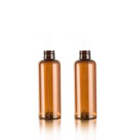 China 150ml Amber PET Plastic Cosmetic Bottle with Oil Pump for Hair Oil Packaging for sale