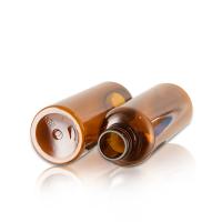 China 150ml Amber PET Plastic Cosmetic Bottle with Oil Pump for Hair Oil Packaging for sale