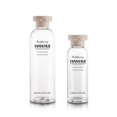 China 120ML 250ML Boston Round Empty Cosmetic Plastic Bottle With Flip Cap for sale