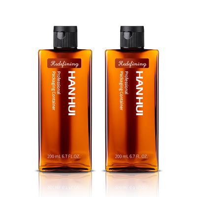China Amber Square PET 200ml Hair Care Bottle 24/410 Flip Top Cap for sale