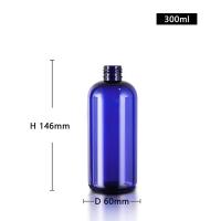 China Custom Blue PET Hair Care Bottle 300ml with Lotion Dispenser 24/410 Neck for sale