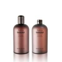 China 360ml PET Plastic Shampoo Bottle Brown Matte Finish 24/410 Neck for Hair Care Packaging for sale