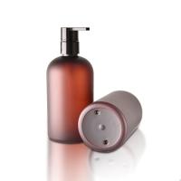 China 360ml PET Plastic Shampoo Bottle Brown Matte Finish 24/410 Neck for Hair Care Packaging for sale