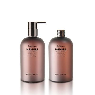 China 360ml PET Plastic Shampoo Bottle Brown Matte Finish 24/410 Neck for Hair Care Packaging for sale