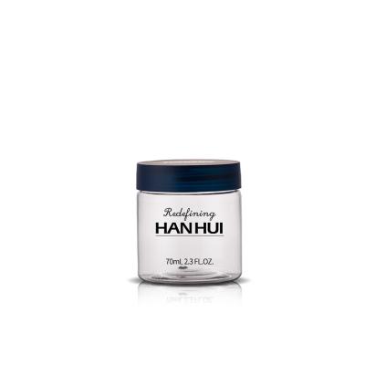 China 70ml Clear Round Wide Mouth PET Plastic Jars for Facial Cream Packaging 49.5mm for sale