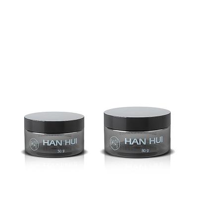 China Custom Gray PET Plastic Wide Mouth Jars 50ml 80ml for Facial Cream with Screw Cap for sale