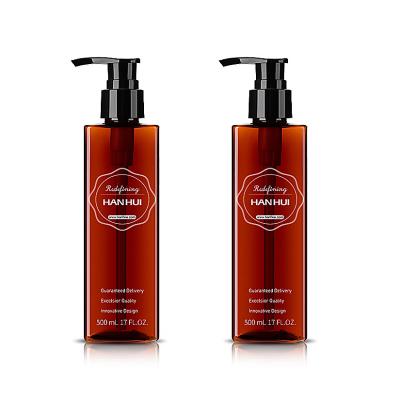 China Square Amber PET Plastic 500ml Empty Pump Bottles for Shampoo and Body Wash for sale