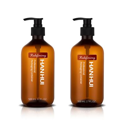 China 500ML Amber PET PCR Plastic Pump Bottle for Shampoo Hair Care 28/410 for sale