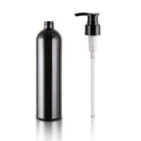 China Black Color 480ml Boston round Plastic Shampoo Bottles With Dispenser Pump for sale