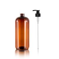 China 1000ml Amber PET PCR Plastic Pump Bottle 28/410 for Shampoo Body Wash for sale