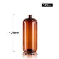 China 1000ml Amber PET PCR Plastic Pump Bottle 28/410 for Shampoo Body Wash for sale