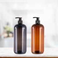 China 1000ml Amber PET PCR Plastic Pump Bottle 28/410 for Shampoo Body Wash for sale