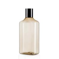 China 10 Oz And 15.3 Oz Amber Translucent Plastic Empty Bottles With Black Screw Caps for sale