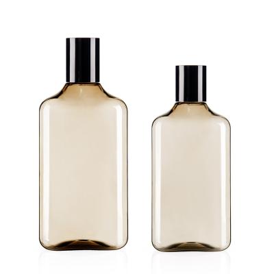 China 10 Oz And 15.3 Oz Amber Translucent Plastic Empty Bottles With Black Screw Caps for sale