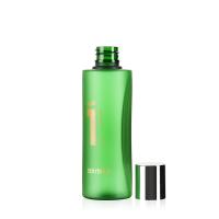 China 100ml Green PET Plastic Cosmetic Bottle with Aluminum Screw Cap for Emollient Water for sale