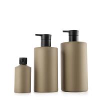 China Brown PET Plastic Shampoo Bottle with Dispenser Pump 100ml 450ml 750ml for sale