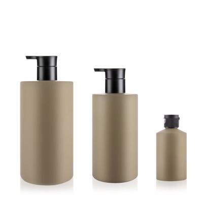 China Brown PET Plastic Shampoo Bottle with Dispenser Pump 100ml 450ml 750ml for sale