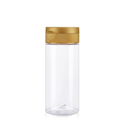 China 200ml PET Food Grade Empty Honey Jars Plastic Bottles with Yellow Flip Cap Lids for sale