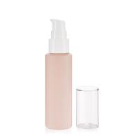 China 60ml 2 Oz Pink Soft Touch Lotion Bottle Matte Finish With Clear Over Cap for sale