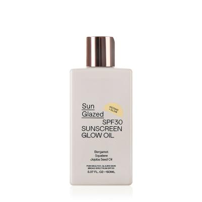 China 150ml Plastic Sunscream Glow Oil Bottle Body Lotion Container With Anodizing Disc Cap for sale
