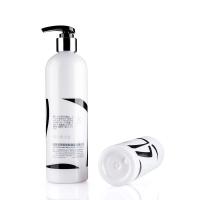 China 420ml White Round Shampoo Bottle With Aluminum 2cc Pump Dispenser for sale