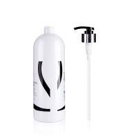 China 420ml White Round Shampoo Bottle With Aluminum 2cc Pump Dispenser for sale
