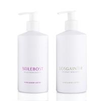 China 300ml 10 OZ PET Body Lotion Bottle with 24/410 Left Right Lock Pump Matte Finish White for sale
