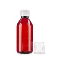 China 4 oz Amber Graduated Oval Liquid Medicine Bottles 200ml with Child Resistant Caps for sale