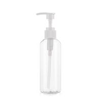 China 200ml Clear PET Shampoo Bottle with 24/410 White Press Pump for Hair Care for sale