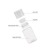 China Square Mini 15ml PET Plastic Bottle Container with Screw Cap 20/410 for sale