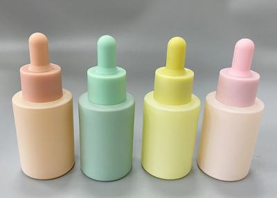 China Matte Pink Frosted 30ml Glass Dropper Bottles For Cosmetic Serum for sale