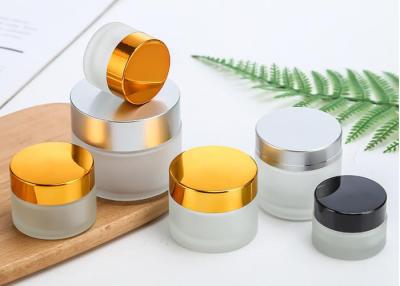 China Frosted Glass Beauty Jars 5g-200g Cosmetic Cream Glass Jar With Gold Lip for sale