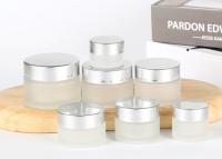 China Frosted Glass Beauty Jars 5g-200g Cosmetic Cream Glass Jar With Gold Lip for sale