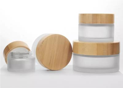 China Thickened Bottom 100g Hand Cream Glass Jar Bamboo Cream Jars Eco Friendly for sale