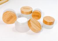 China Thickened Bottom 100g Hand Cream Glass Jar Bamboo Cream Jars Eco Friendly for sale