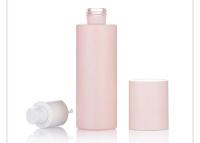 China Round Pink 2oz 3oz Custom Glass Cosmetic Bottles Frosted Makeup Pump Bottle for sale